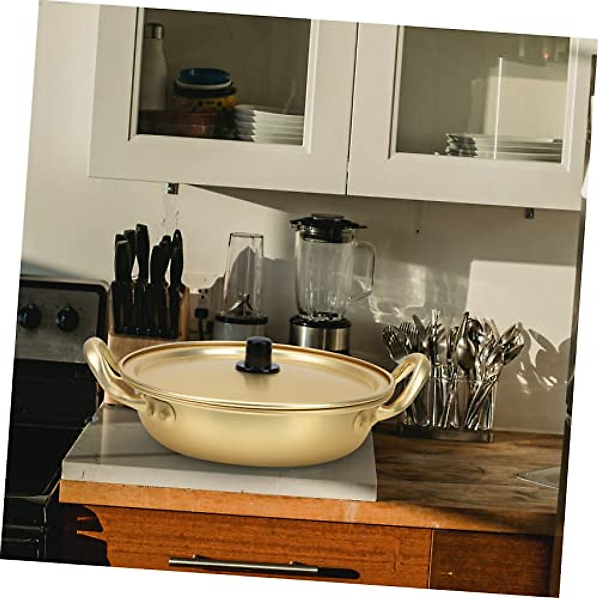 Pan with Lid 1pc Korean Ramen Pot Metal Cooking Utensils Korean Pots for Cooking Korean Yellow Aluminum Pot Stock Pot with Lid Butter Melting Pot Aluminum Noodle Pot Soup Pot