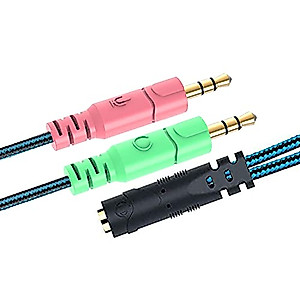 PC Splitter Cable Headset Adapter Splitter Compatible with AstroA10 A10 A40 Turtle Beach HyperX Cloud SteelSeries and Similar Gaming Headsets with Headphone & Mic