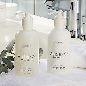 Alice + Co. Shampoo & Conditioner - Fairfield by Marriott - TownePlace - SpringHill - Hotel Bath Amenities - Lavender & Eucalyptus - 8.5 oz Bottles - Hair Care Set