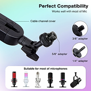 Blue Yeti Boom Arm with Extension Tube - Mic Boom Arm Compatible with Blue Yeti, Adjustable Boom Height Microphone Stand Mic Arm for HyperX QuadCast, Shure MV7, Rode, and Most Gaming Mic By SUNMON