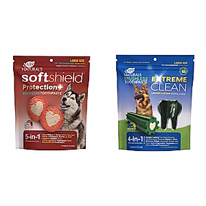 Ark Naturals Soft Shield Protection+ & Extreme Clean Brushless Toothpaste Bundle, Dog Dental Chews for Large Breeds, Prevents Plaque & Tartar, Freshens Breath, 18oz Each