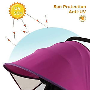 Stroller Sun Cover, Anti UV Sunshade Sun Cover Breathable Baby Sun Shade with Adjustable Strap, Pushchair Sunshade Sun Rain Wind Canopy Cover Protection Stroller Accessories