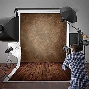 Allenjoy 8x12ft Soft Retro Abstract Brown Wall with Wood Floor Backdrop for Kids Photography Baby Newborn Cake Smash Photo Shoot Background Photographer Props