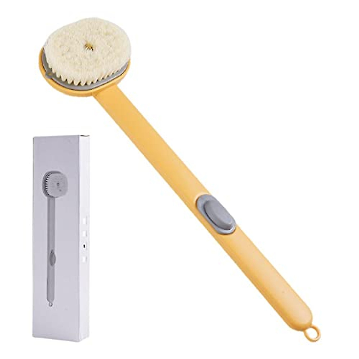 INGVY Dry Brushing Body Brush Long Handle Liquid Bath Brush Bathroom Body Brushes Back Body Bath Shower Sponge Exfoliating Scrub Massager Skin Cleaning Tools (Color : Gray)