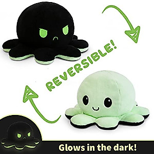 TeeTurtle - The Original Reversible Octopus Plushie - Glow in the Dark - Cute Sensory Fidget Stuffed Animals That Show Your Mood