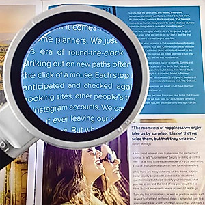 MAGDEPO 10X Lighted Magnifying Stand Loupe Reading Magnifier with 12 SMD LEDs Dimmable Lighting Modes, Perfect for Macular Degeneration, Reading, Soldering, Inspection, Cross Stitch, etc.