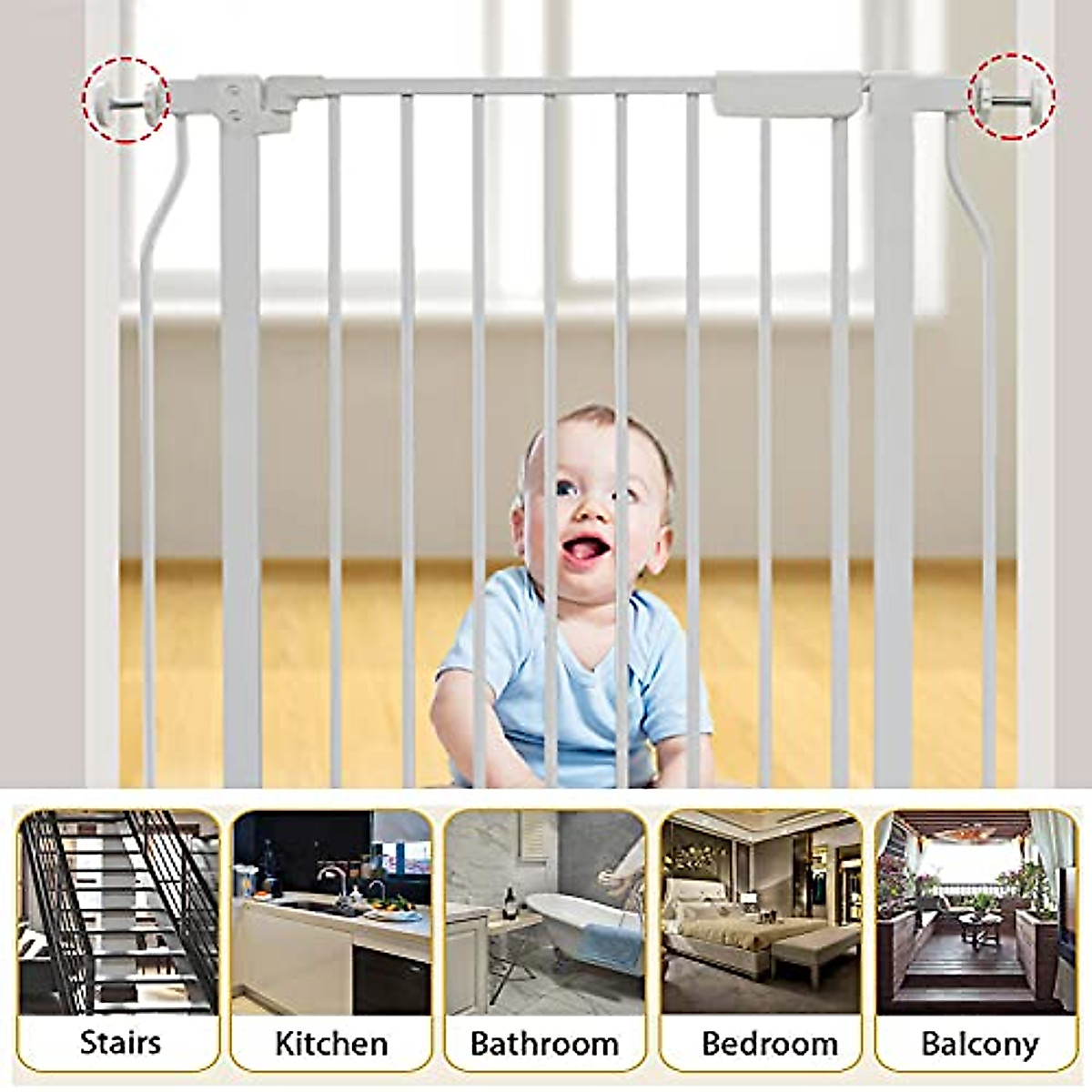 CALIDAKA 4 Pack 10MM Baby Gate Threaded Spindle Rod, M10 Spindle Rods Gate Spindle Rods Accessory Pressure Gate Replacement Parts Screw Mounted Bolts Kit for Gate/Stair Railing Safety Gate