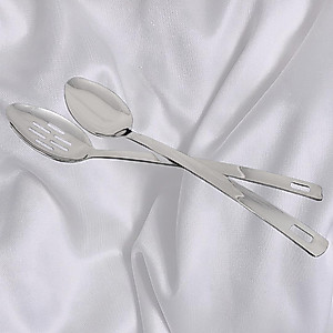 XIAOXGXF 14.5 INCHES Long Handle Stainless Steel Serving Spoon Slotted Spoons Cooking Spoon Kitchen Spoon(Set of 2)