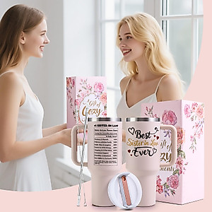 VoziSpace Best Sister-in-Law Tumbler Birthday Gifts for Women, Mother’s Day Stainless Steel Insulated Travel Cup with Lid, Funny Gift for Sister-in-Law