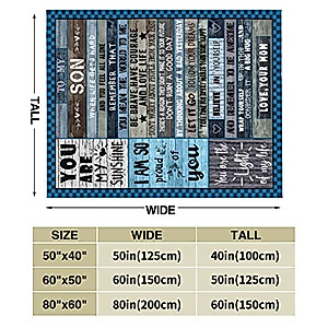 to My Son Gifts from Mom, Birthday Gifts for Son Gift for Valentine’s Day Christmas Graduation, Flannel Fleece Soft Cozy Throw Blankets Lightweight Warm Throws for Bed Sofa Couch 50"x60"