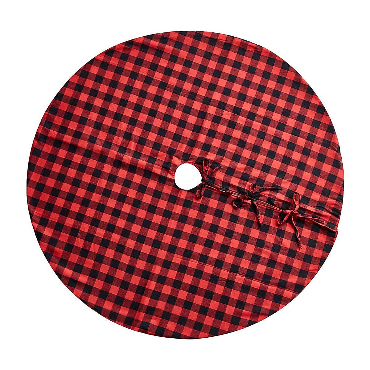 48 Inches Christmas Tree Skirt Red and Black Plaid Buffalo Check Double Layers Skirts for Christmas Decorations Indoor Outdoor, Xmas Party Holiday Ornaments (48 Inches)