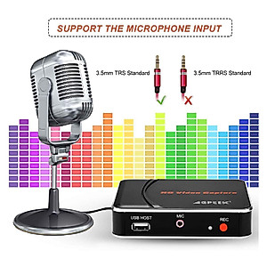 1080P HDMI Video Capture Card HD Game Recorder Compatible with Xbox One/360/ PS4/ Wii U/Nintendo Switch and Support Mic in for Commentary - No PC Required