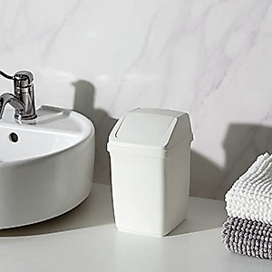 Small Trash can with lid 2 Liter/ 0.5 Gallon Mini Wastebasket for Countertop, Coffee Area, Dorm Room Essentials, Bathroom, Office & Home, Kitchen, Bedroom - White