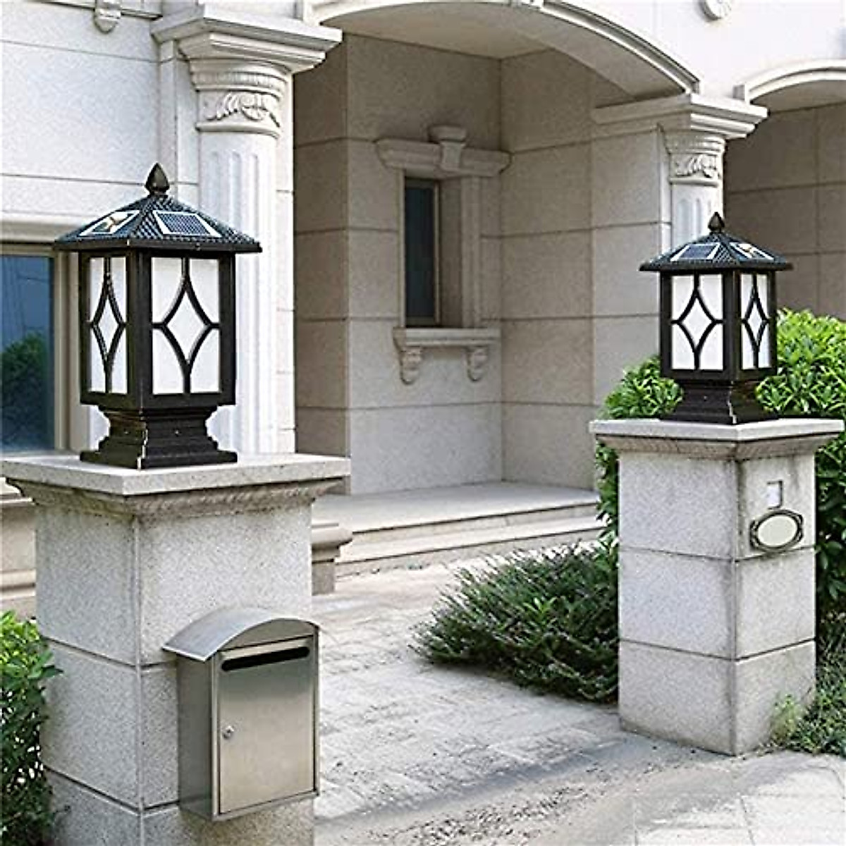 KLFJFD Solar Lights Outdoor,IP65 Waterproof Antique Lawn Lights LED Two-Color Light Exterior Post Pillar Lights Fixture,for Home Garden