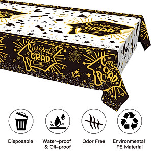 4 Pack Graduation Party Supplies 2024 Plastic Graduation Tablecloth, 54"x108" Waterproof Rectangle Table Cover Congrats Grad Party Decoration for College High School