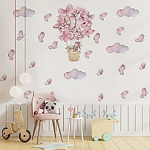 QUCHENG Pink Wall Decal Stickers Girls Toddler Bedroom Removable Stickers Decor Nursery Playroom Large Vinyl Waterproof Wall Decoration