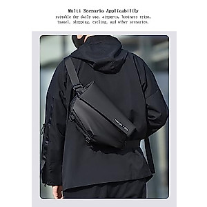 Trendy Montage Crossbody Bags for wen women, Upgrade Buckle Hiking Daypack, Waterproof Sling Chest Bag Backpack (Black and Blue)