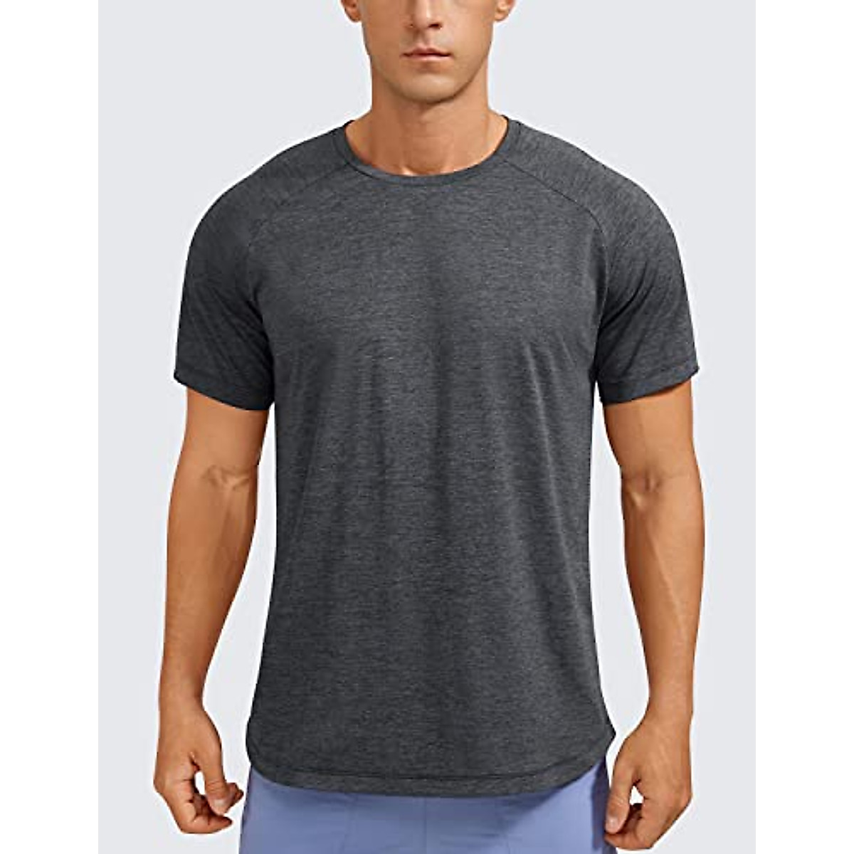 CRZ YOGA Men's Lightweight Short Sleeve T-Shirt Quick Dry Workout Running Athletic Tee Shirt Tops Carbon Heather X-Large