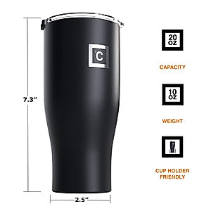 °CHILL FLASK Tumbler - 20 OZ, Vacuum Insulated, Double Walled, Stainless Steel, Hot Cold, Thermo Coffee, Tea, Water Travel Mug Container - Comes with 2 Multifunction Lids
