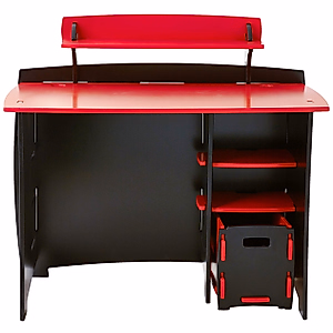 Legaré Furniture Children's Desk with Shelves and File Cart Set for Kids, Red and Black