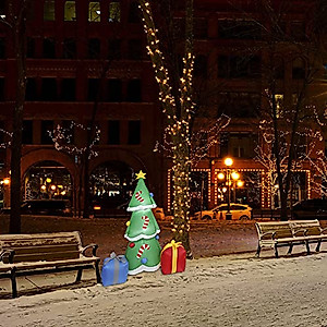 6 FT Blow up Christmas Decoration Inflatable Outdoor Christmas Tree Gift Giant with LED Light Xmas Decor for Holiday Party Yard/Lawn/ Garden/Patio