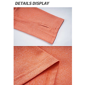 TACVASEN Men's Athletic UV Long Sleeve Durable Shirts with Hoody Running Exercise, Sea Blue, L