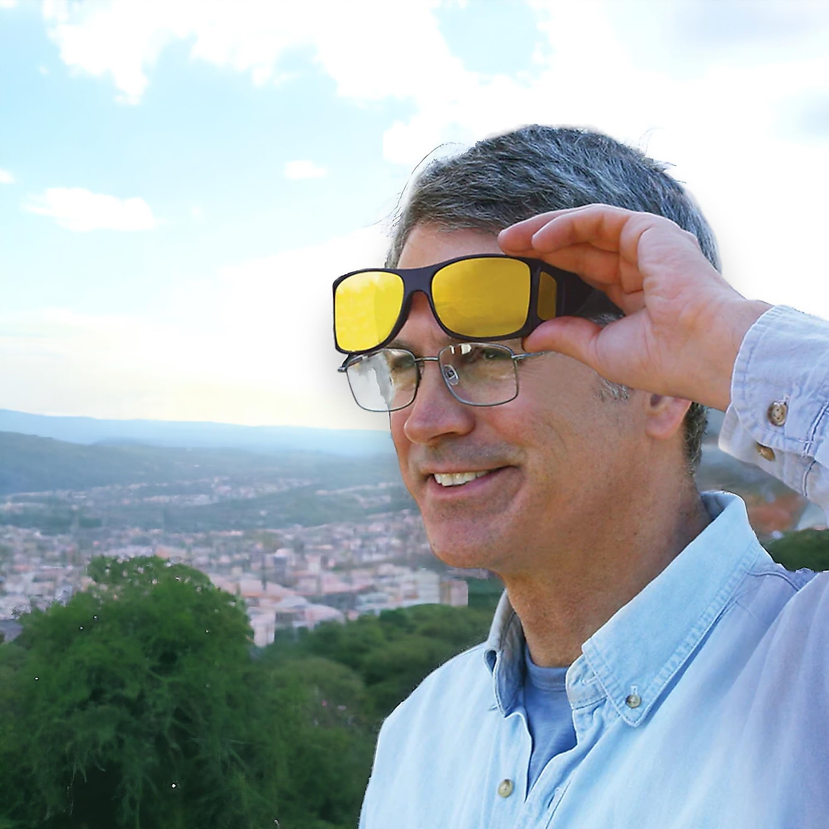 HD Night Vision Wrap Around Glasses As Seen on TV Nighttime Driving Rain or Snow Glasses Anti Glare Polarized for Men Women