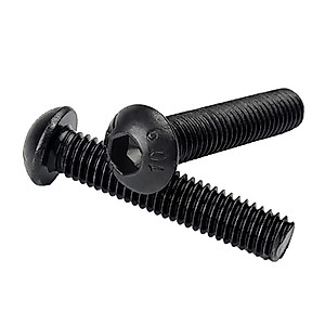 HanTof 125PCS Button Head Hex Socket Cap Screws Bolts, Black Grade 10.9 Alloy Steel, Metric M3 x 8/12/16/20/25mm Allen Head Hex Socket Drive Machine Screw Set with Hex Key, Fully Threaded Pitch: 0.5mm