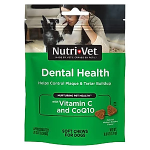 Nutri-Vet Dental Health Soft Chews for Dogs | Helps Control Plaque and Tartar Buildup | Natural Hickory Smoke Flavor | 70 Count