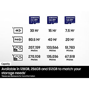 SAMSUNG PRO Plus microSD Memory Card + Adapter, 128GB MicroSDXC, Up to 180 MB/s, Full HD & 4K UHD, UHS-I, C10, U3, V30, A2 for Android Phones, Tablets, GoPRO, DJI Drone, MB-MD128SA/AM, 2023