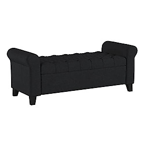Christopher Knight Home Keiko Fabric Armed Storage Bench, Dark Grey, 19.50”D x 50.00”W x 19.25”H