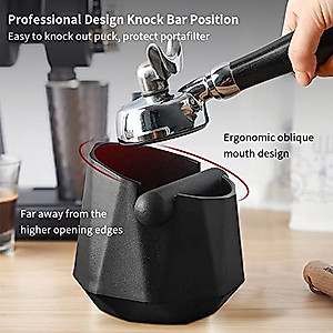 Coffee Knock Box Espresso Grounds - CAFEMASY Home Use Epsresso Accessories Unique Design Diamond Shape Mini Knock Box with Espresso Cleaning Brush
