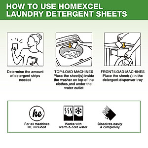 HOMEXCEL Laundry Detergent Sheets Fresh Scent Eco-Friendly, (100 Loads) 50 Washer Sheets, Plastic-Free Laundry Soap Sheets, Hypoallergenic Liquid Less Clear Strips for Travel, Home Clothes Washing