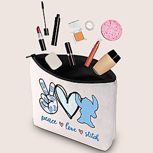 JXGZSO Cartoon Love Gift Hawaiian Bags Party Peace Love Cosmetic Bag With Zipper Movie Inspired Makeup Bag