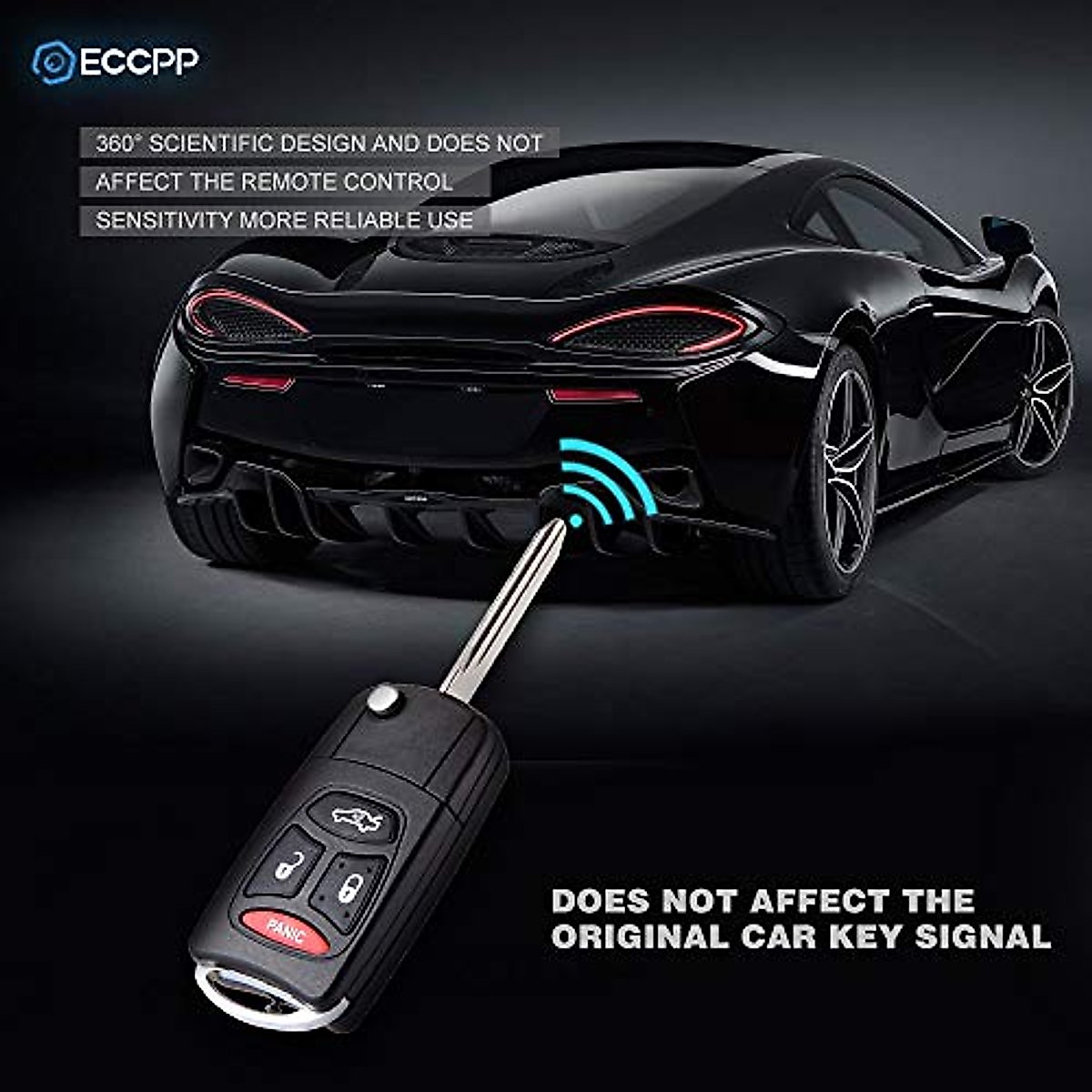 ECCPP Replacement fit for 4 Buttons Uncut Keyless Entry Remote Control Car Key Fob Shell Case 08-12 Cruiser for Jeep for Patriot for Dodge for Caliber Series 5183349c (Pack of 1)