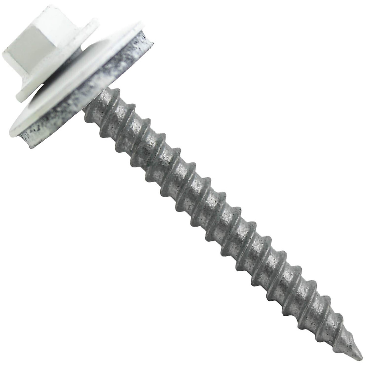 Metal ROOFING SCREWS: (250)12 x 2" BRITE WHITE Hex ReGrip Sheet Metal Roof Screw. Sharp Point metal to wood siding screws. 5/8" EPDM washer.