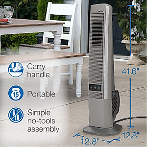 Lasko Outdoor Living Oscillating Tower Fan, for Decks, Patios and Porches, 10 Foot Power Cord, 4 Refreshing Speeds, 42", Grey, YF202