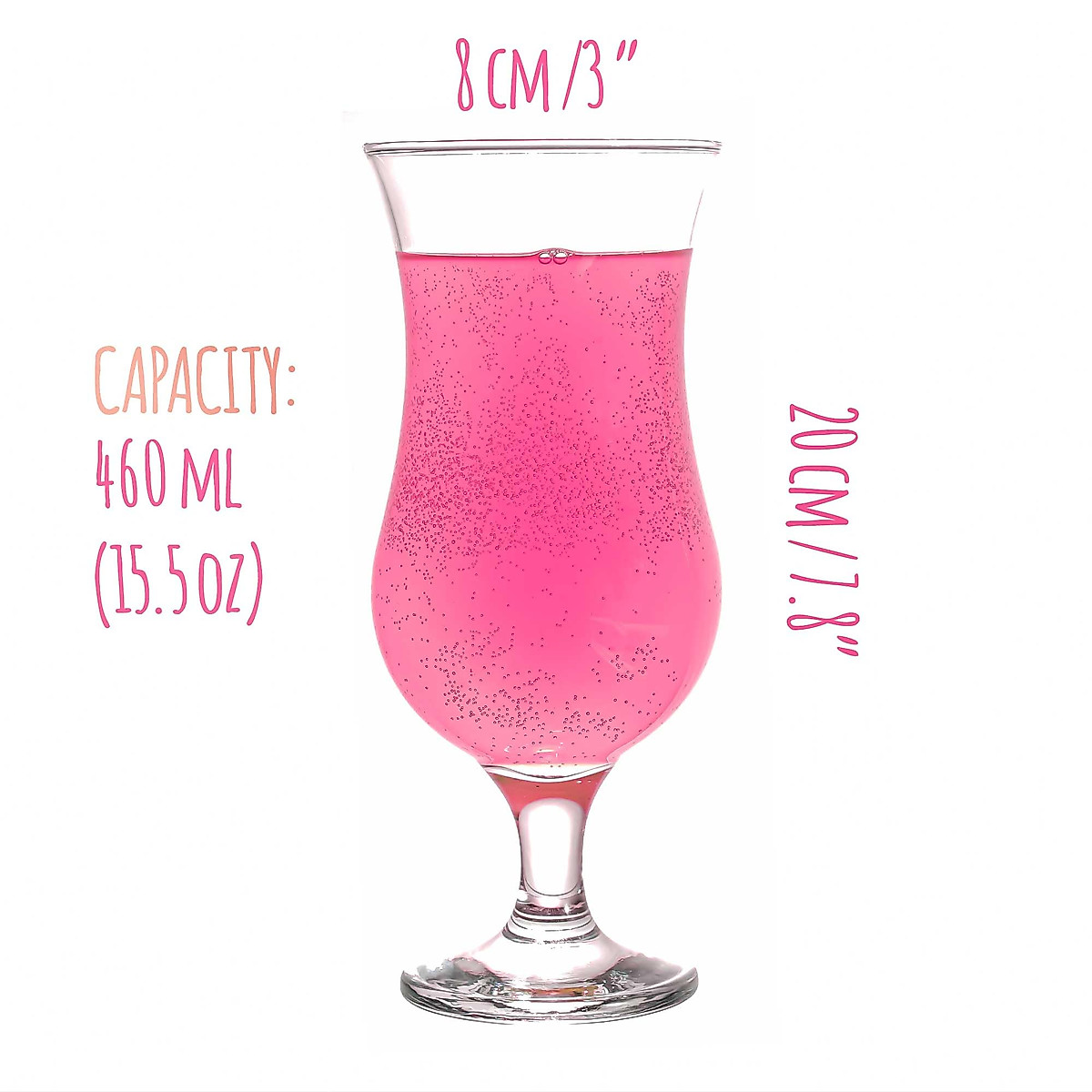 the mask el turko Large Hurricane Glass Set Of 6 Pcs 15.5 Oz / 460 Ml Milkshake,Tall Cocktail Glasses, Mojito, Margarita, Sangria, Pina Colada Glasses, Stemmed Big Coupe Glassware