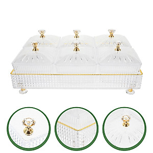 Ipetboom Dried Fruit Tray with Lid 6 Compartment Candy Nut Serving Container Appetizer Tray Snack Box Food Storage Box Divided Fruit Tray Platter for Party Family Dinner Transparent