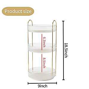 360° Rotating Makeup Organizer, Bathroom Makeup Carousel Spinning Holder Rack, Large Capacity Cosmetics Storage Box Vanity Shelf Countertop, Fits Cosmetic, Perfume (Transparent 3 Layers)