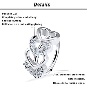 Ocptiy 18G Nose Rings Studs Hoop Piercing Jewelry for Women Stainless Surgical Steel Hypoallergenic L Shaped Cute Nose Rings Bend Curved Cubic Zirconia Nose Nostril Ring Stud Piercing Jewelry Men 2MM