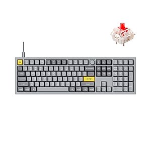Keychron Q6 Wired Custom Mechanical Keyboard Knob Version, Full-Size QMK/VIA Programmable Macro with Hot-swappable Gateron G Pro Red Switch Double Gasket Compatible with Mac Windows Linux (Grey)