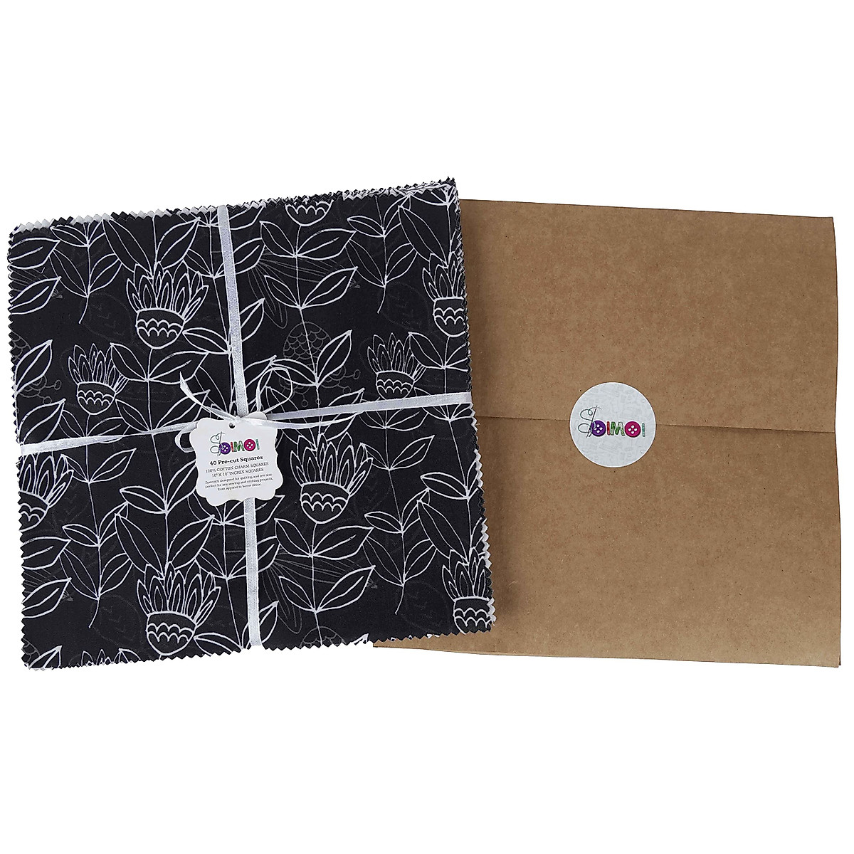 Soimoi Precut 10-inch Block Prints Cotton Fabric Bundle Quilting Squares Charm Pack DIY Patchwork Sewing Craft- Black & Gray