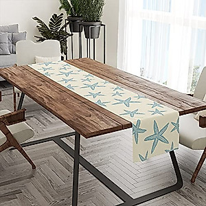 Blue Starfish Table Runner,Nautical Beach Table Runner Decor for Dinning Room Kitchen Ocean Sea Table Runner Decorations for Holiday Party, Housewarming Gifts for Women Friends Couple, 13X72Inches