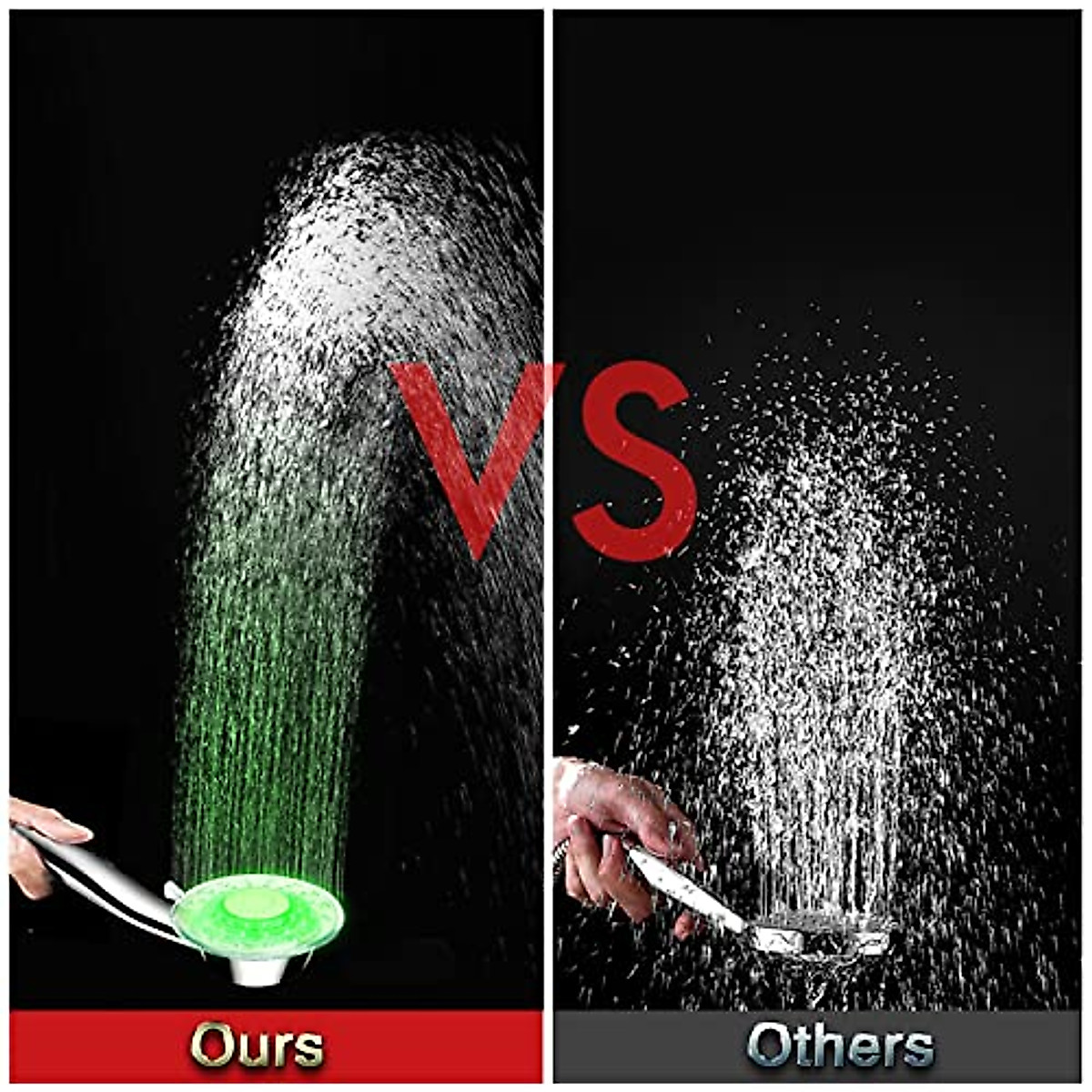 Zoyehoo Shower Head, Seven Colors LED Shower Head, High Pressure Shower Head with Handheld Adjustable Shower Head with 60 Inch/1.5 m Hose