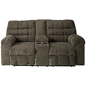 Signature Design by Ashley Acieona Oversized Manual Reclining Loveseat with Center Console & Cup Holders, Dark Gray