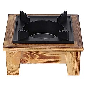 BHDD Barbecue Stove, Portable Tabletop Korean BBQ Grill Camp Griddle Hot Pot Stove Camping Alcohol Stove Griddle Hibachi Grill Indoor Furnace Kitchenware, with Wooden Shelf, for Outdoor Picnic
