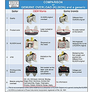 [6750JA3001C Overload OEM Mania] 6750JA3001C Original KLIXON Produced for LG Refrigerator Overload Protector Replacement Part - Item Code: 445KFBYY-53