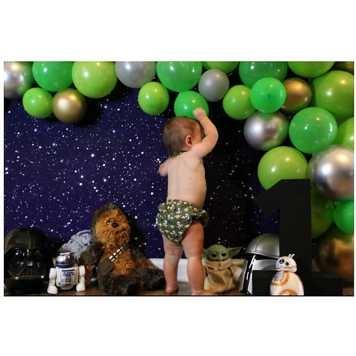 Yongqian Night Sky Star Outer Space Backdrops Universe Space Theme Starry Photography Backdrop Galaxy Stars 7x5ft Children Boy 1st Birthday Party Photo Background Newborn Banner Photo Studio Booth