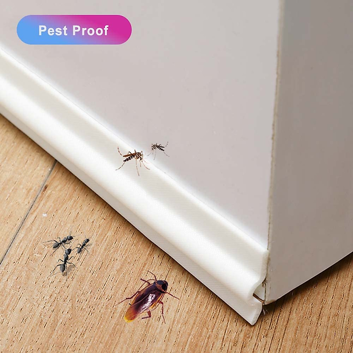 26 Feet Window Draft Stopper Foam Seal Strip Self Adhesive, Window Insulation and Door Side Weather Stripping Soundproof, Door Bottom Sweep Noise Gap Blocker (White)